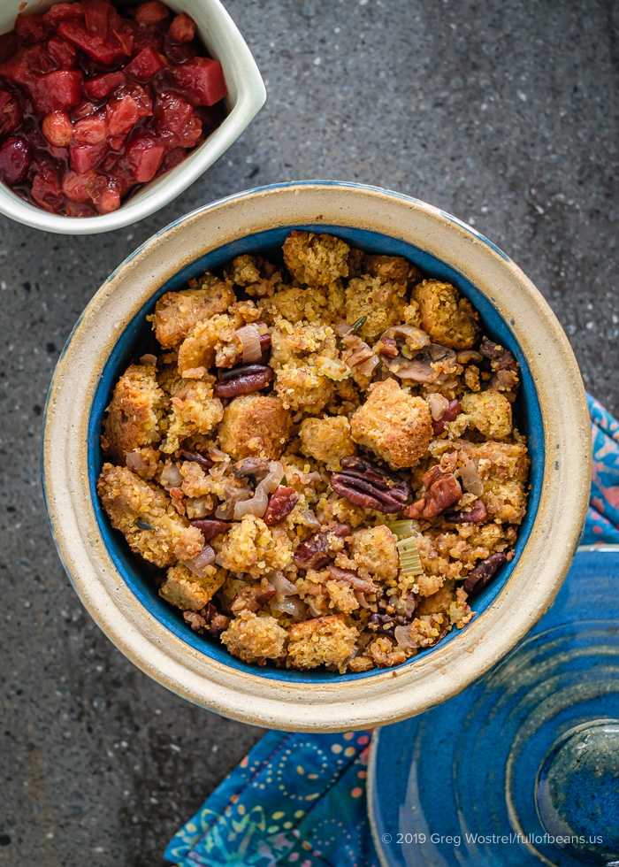Vegan Cornbread and Roasted Pecan Stuffing - Full of Beans